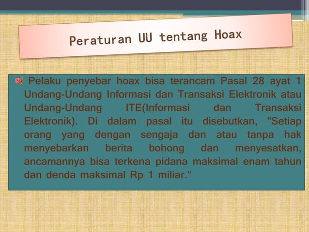 Ppt Penyebaran Berita Hoax Melalui Internet | PPTX