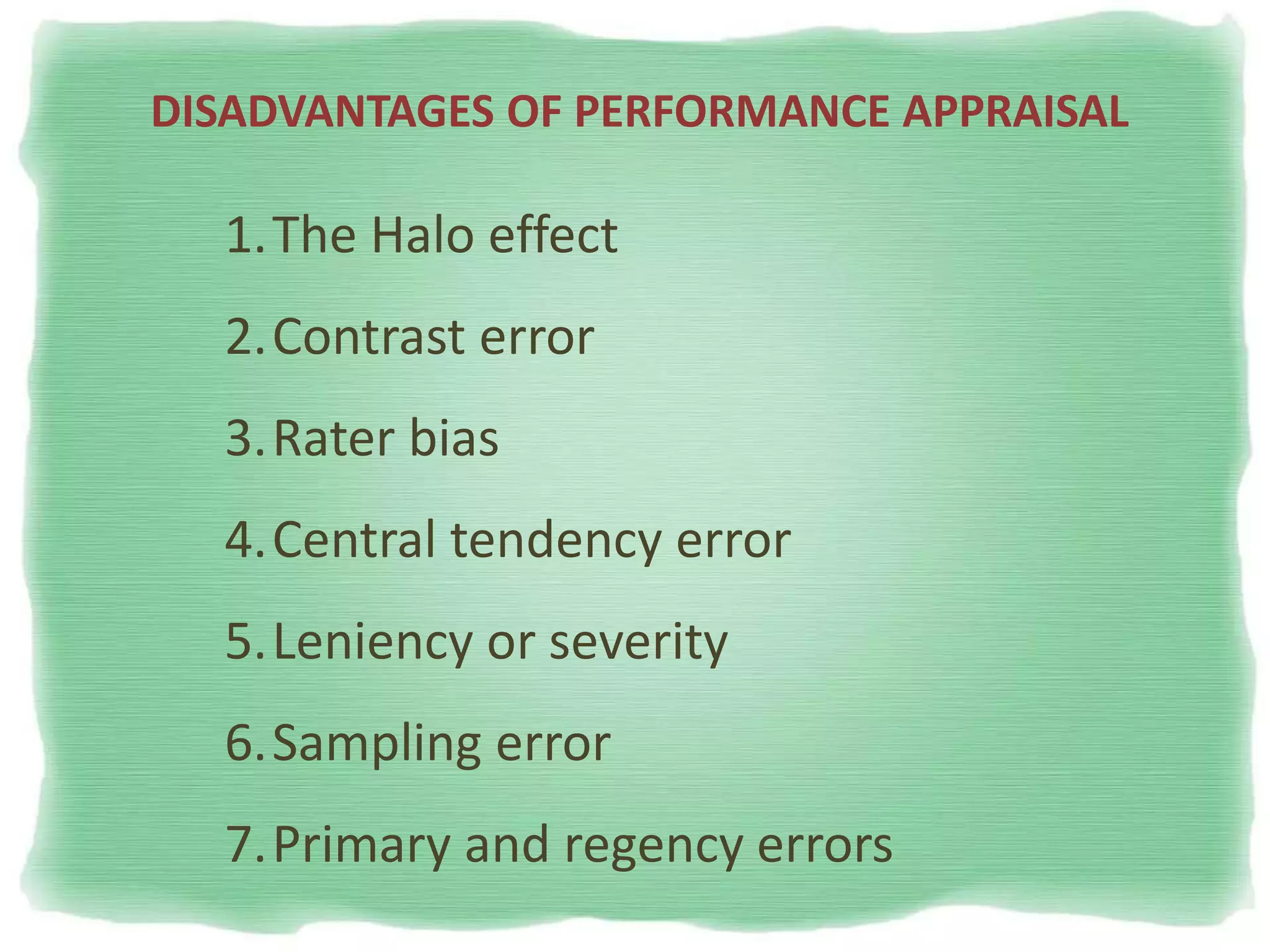 ADVANATAGES & DISADVANTAGES OF PERFORMANCE APPRAISAL | PPTX