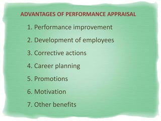 ADVANATAGES & DISADVANTAGES OF PERFORMANCE APPRAISAL | PPTX