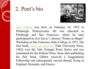 IMAGERY AND DICTION OF JACK GILBERT “ALONE” | PPTX