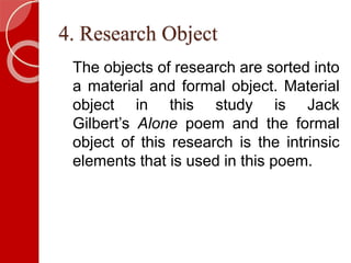 IMAGERY AND DICTION OF JACK GILBERT “ALONE” | PPTX