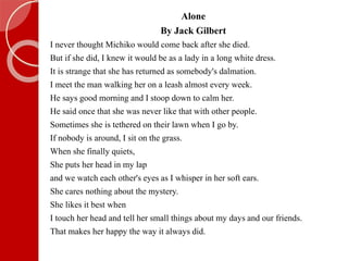 IMAGERY AND DICTION OF JACK GILBERT “ALONE” | PPTX