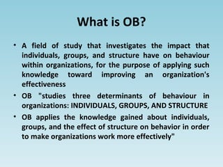 Introduction to Organization Behaviour | PPT