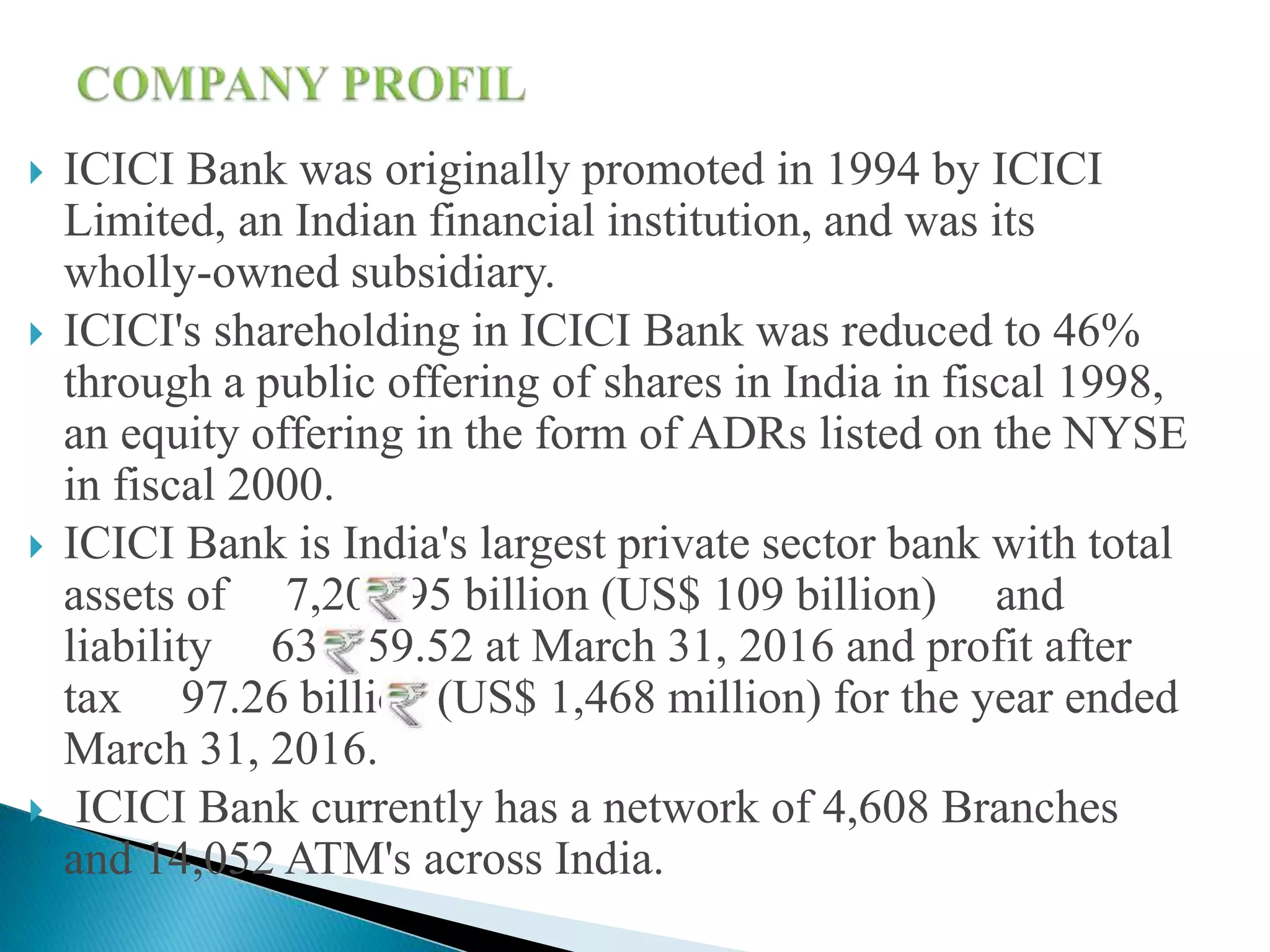 A Study of ICICI Bank | PPTX