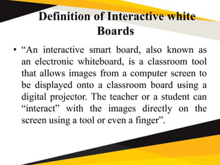 Electronic whiteboard definition store
