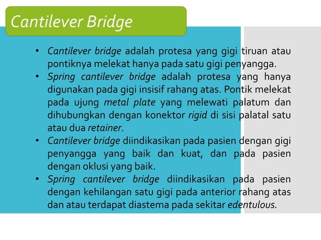 ilmu gigi tiruan fixed bridge / gigi tiruan jembatan | PPTX