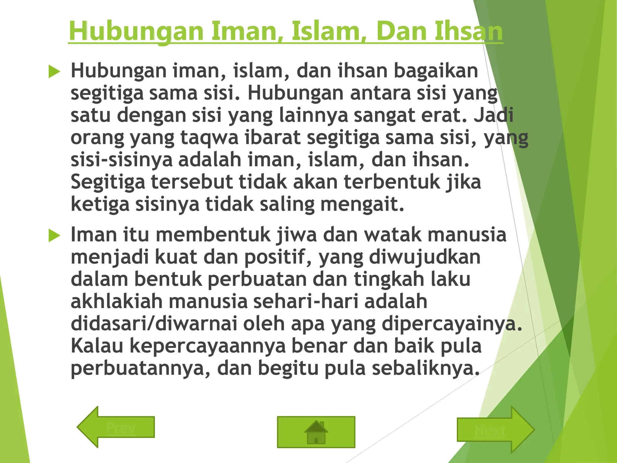 PPT definisi iman islam dan ihsan dalam mata kuliah akhlak | PDF