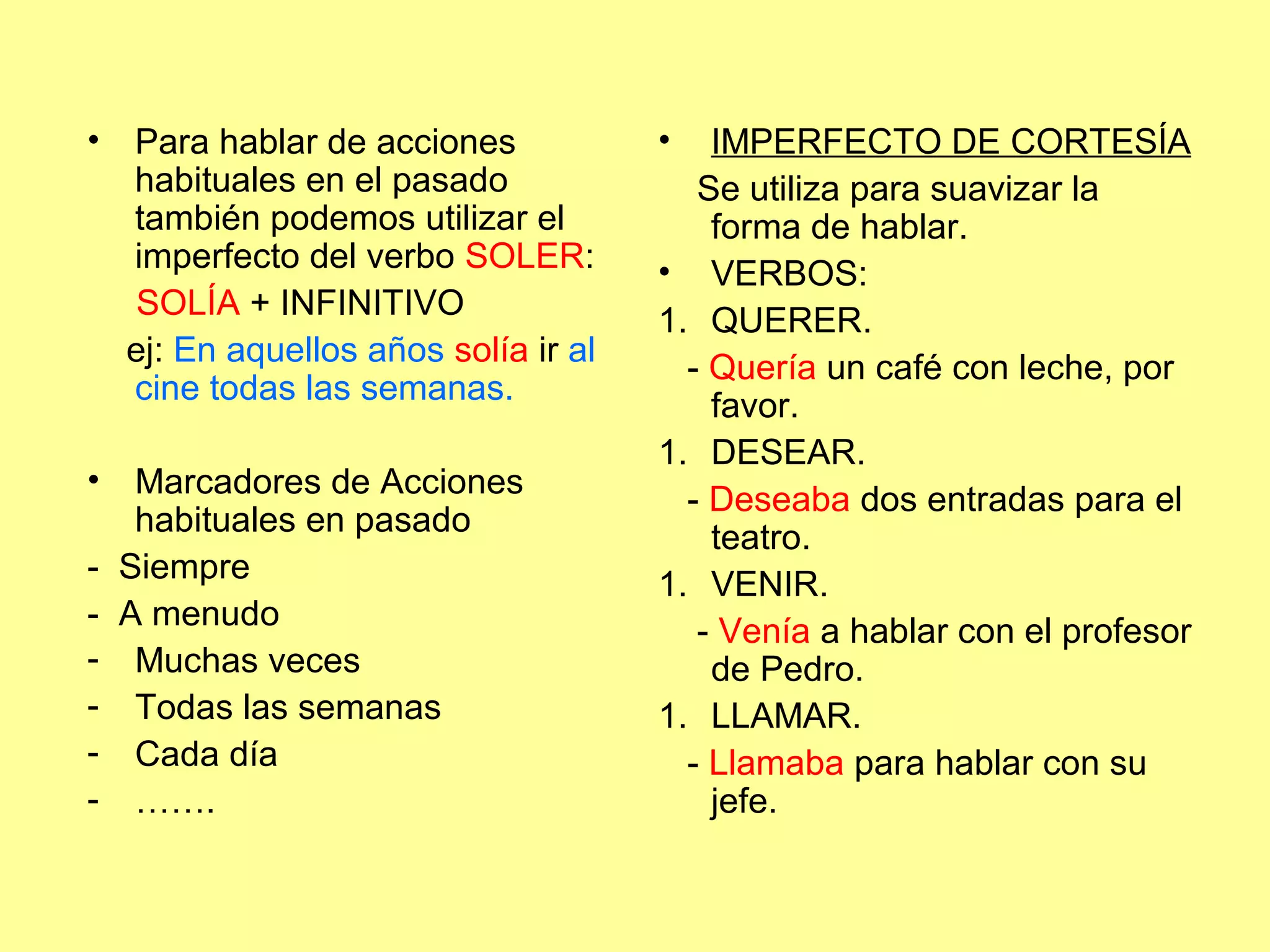 Pretérito Imperfecto, antes o ahora | PPT