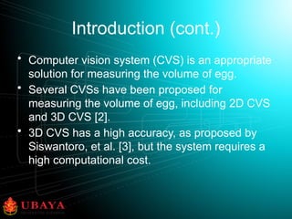 egg volume prediction using computer vision system | PPT