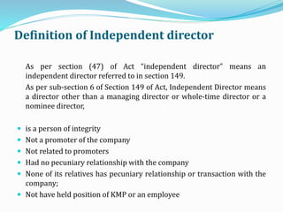 Presentation on Independent Director as per Companies Act 2013 | PPTX