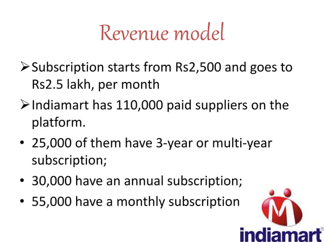 INDIAMART E commerce business model | PPTX | Business | Business and ...