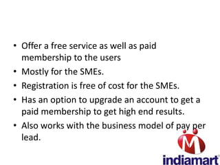 INDIAMART E commerce business model | PPTX