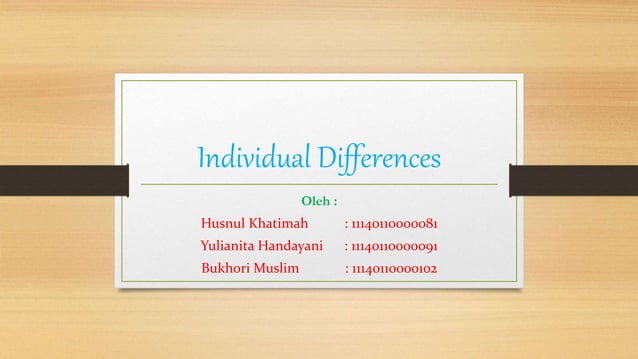Ppt individual differences | PPT