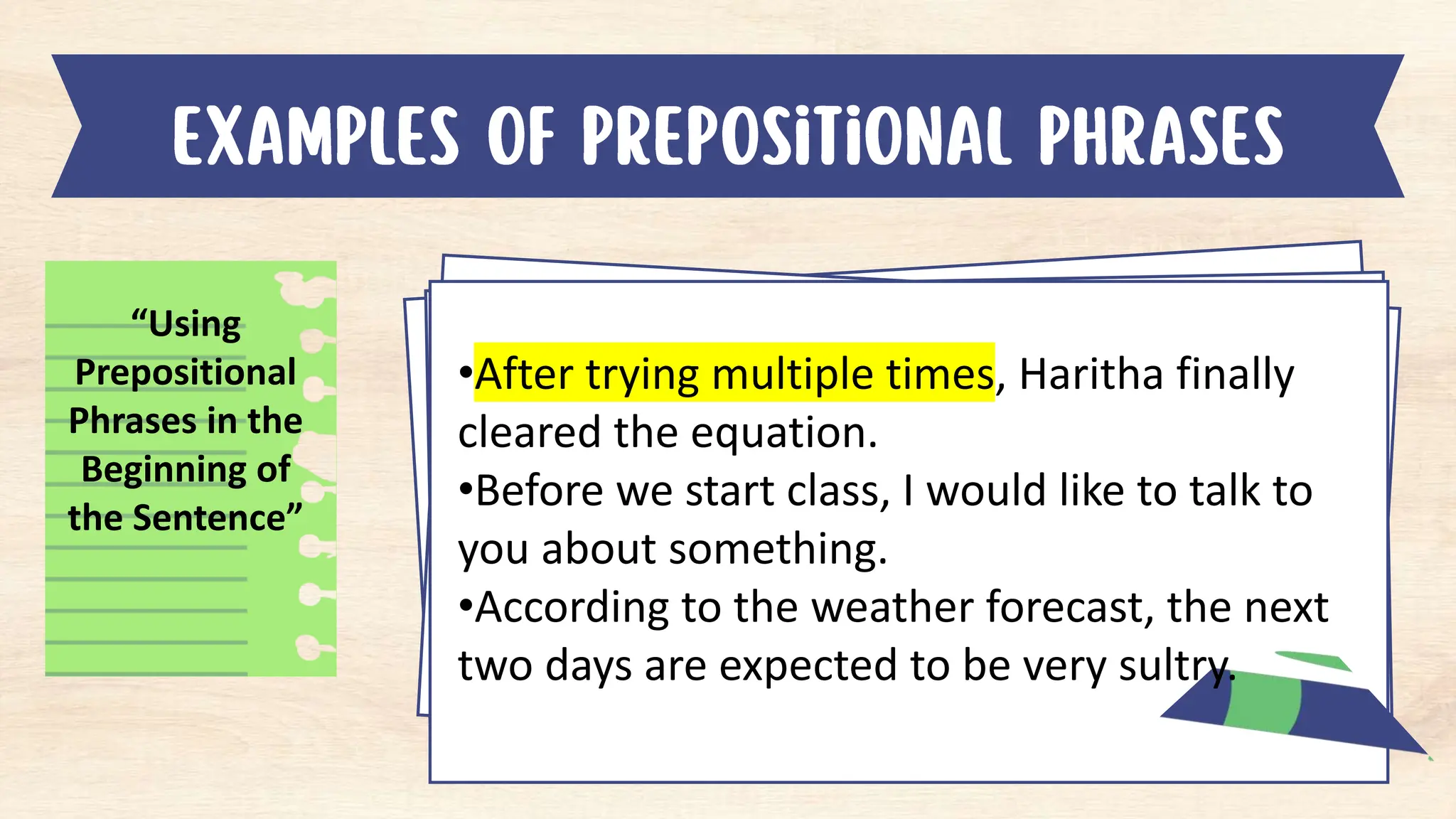 PPT in English about Prepositional Phrases | PPTX