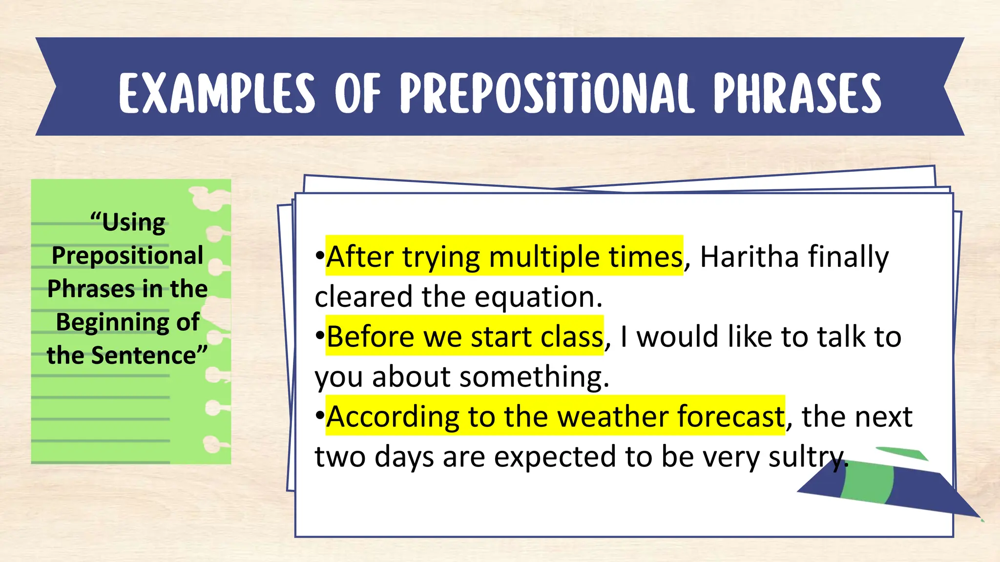 PPT in English about Prepositional Phrases | PPTX