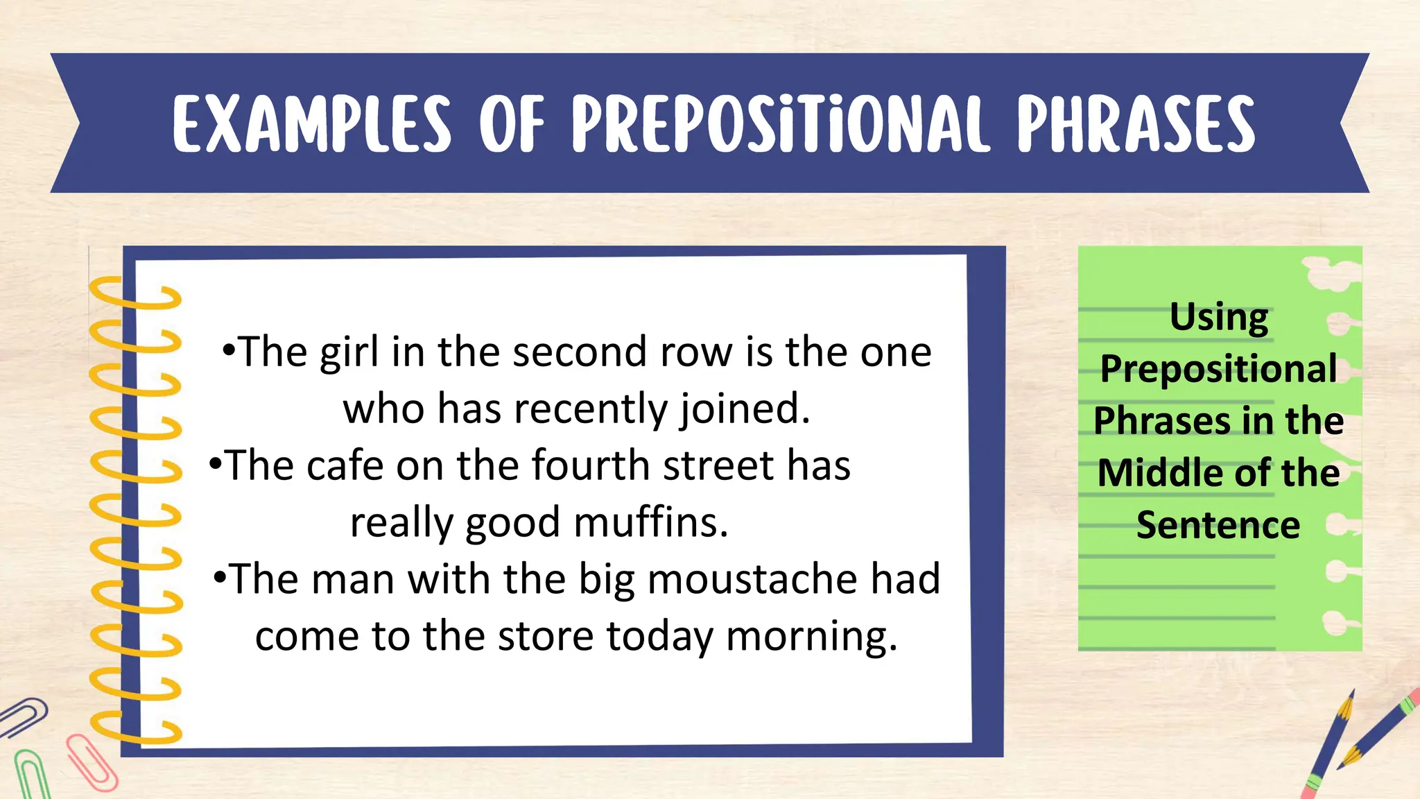 PPT in English about Prepositional Phrases | PPTX