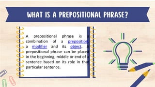 PPT in English about Prepositional Phrases | PPTX