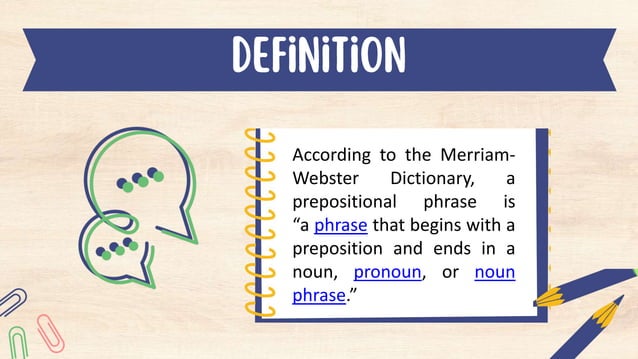 PPT in English about Prepositional Phrases | PPT