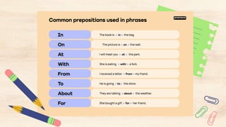 PPT in English about Prepositional Phrases | PPTX