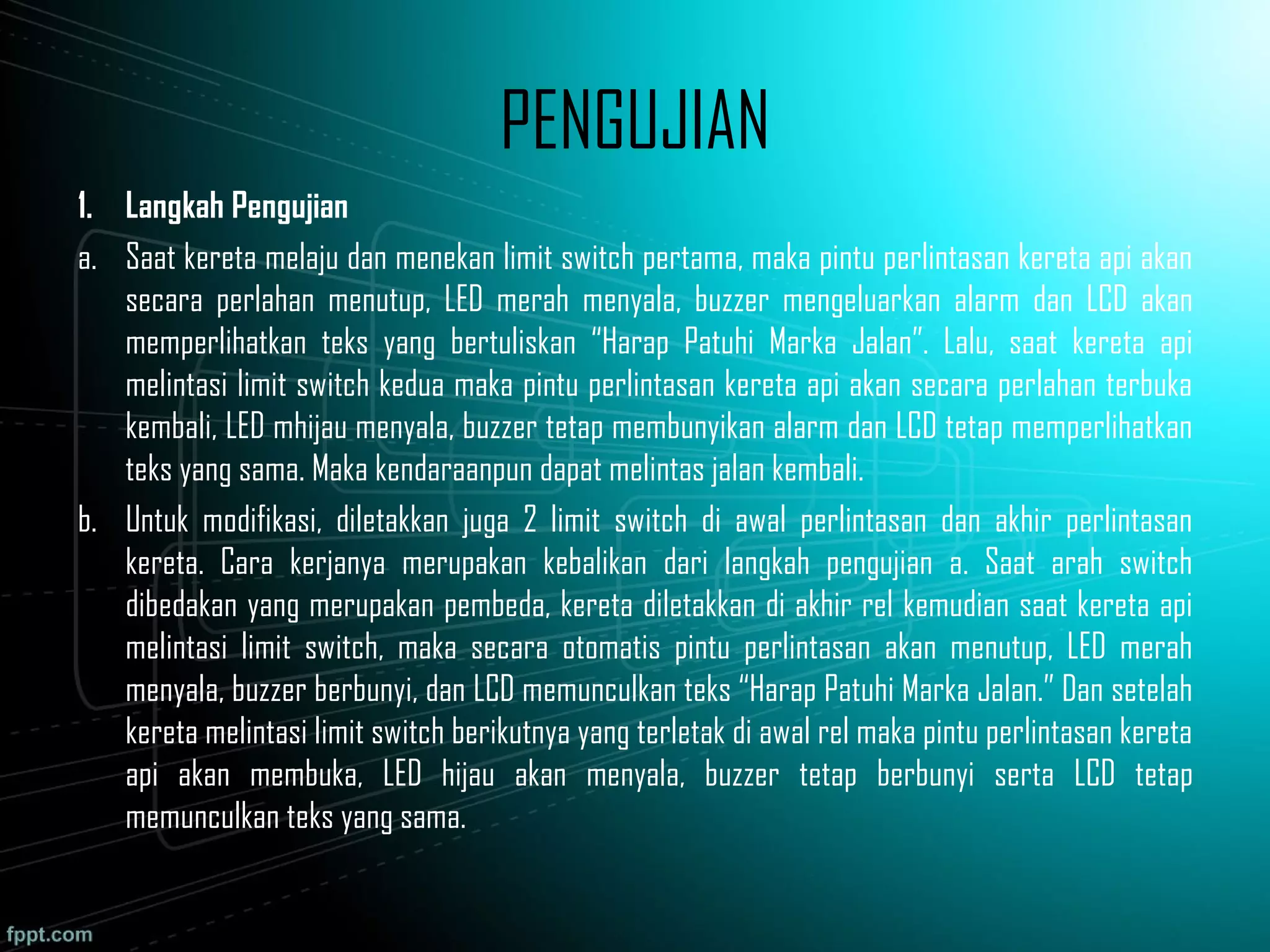 Simulasi Pintu Perlintasan Kereta Api Otomatis Berbasis ARDUINO UNO | PPT