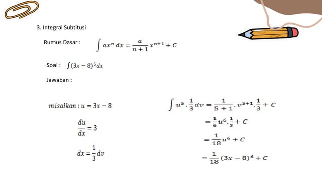 Integral fungsi, Integral Substitusi, Integral parsial | PPTX