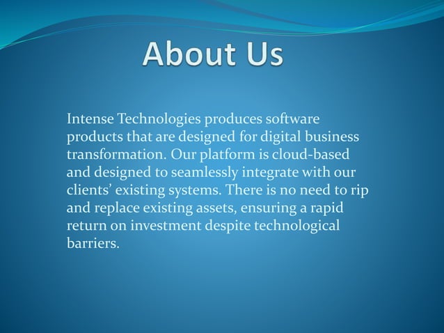 Intense Technologies Limited | PPTX | Business | Business and Finance