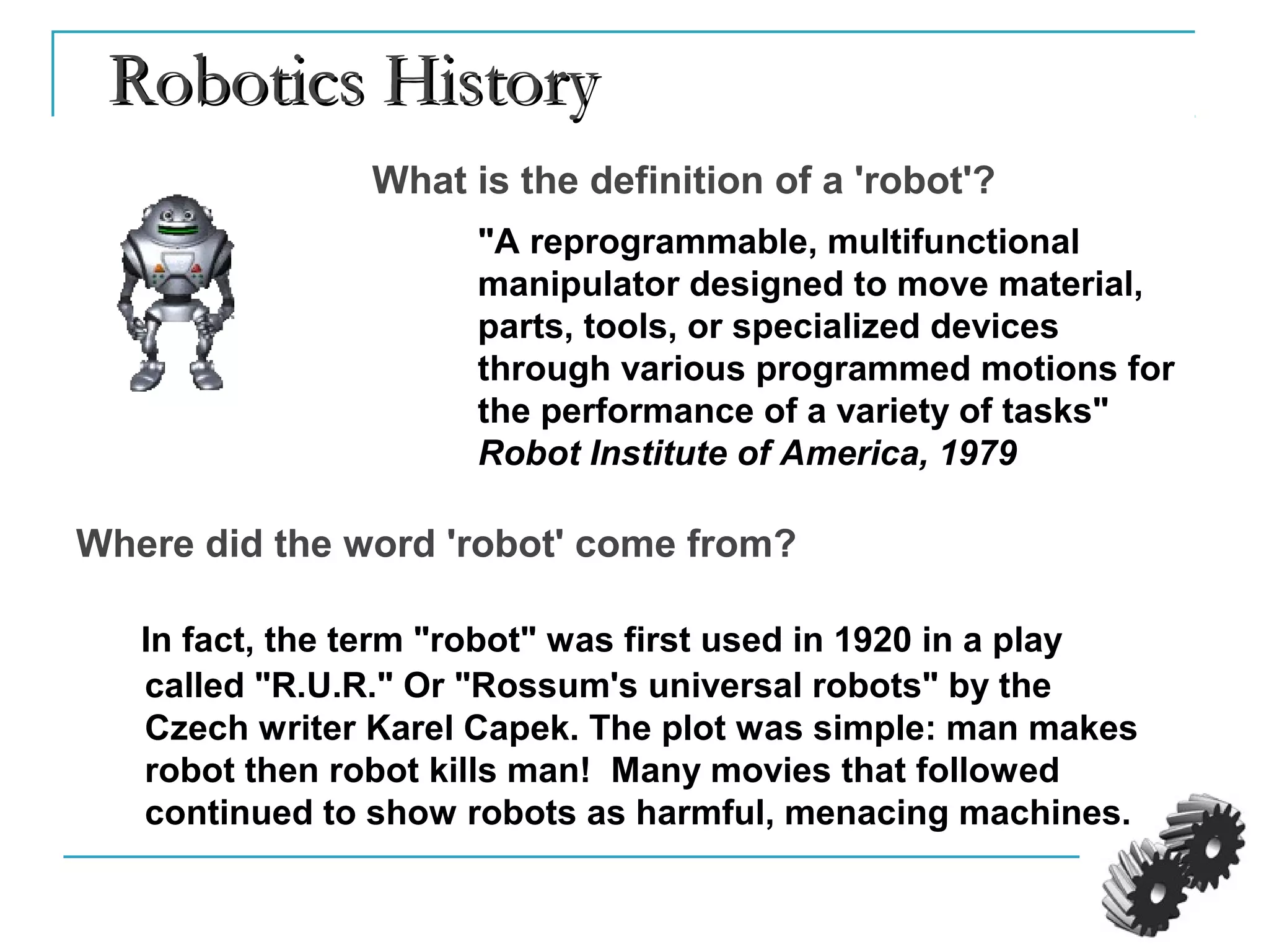 Intro to Robotics 1 | PPT