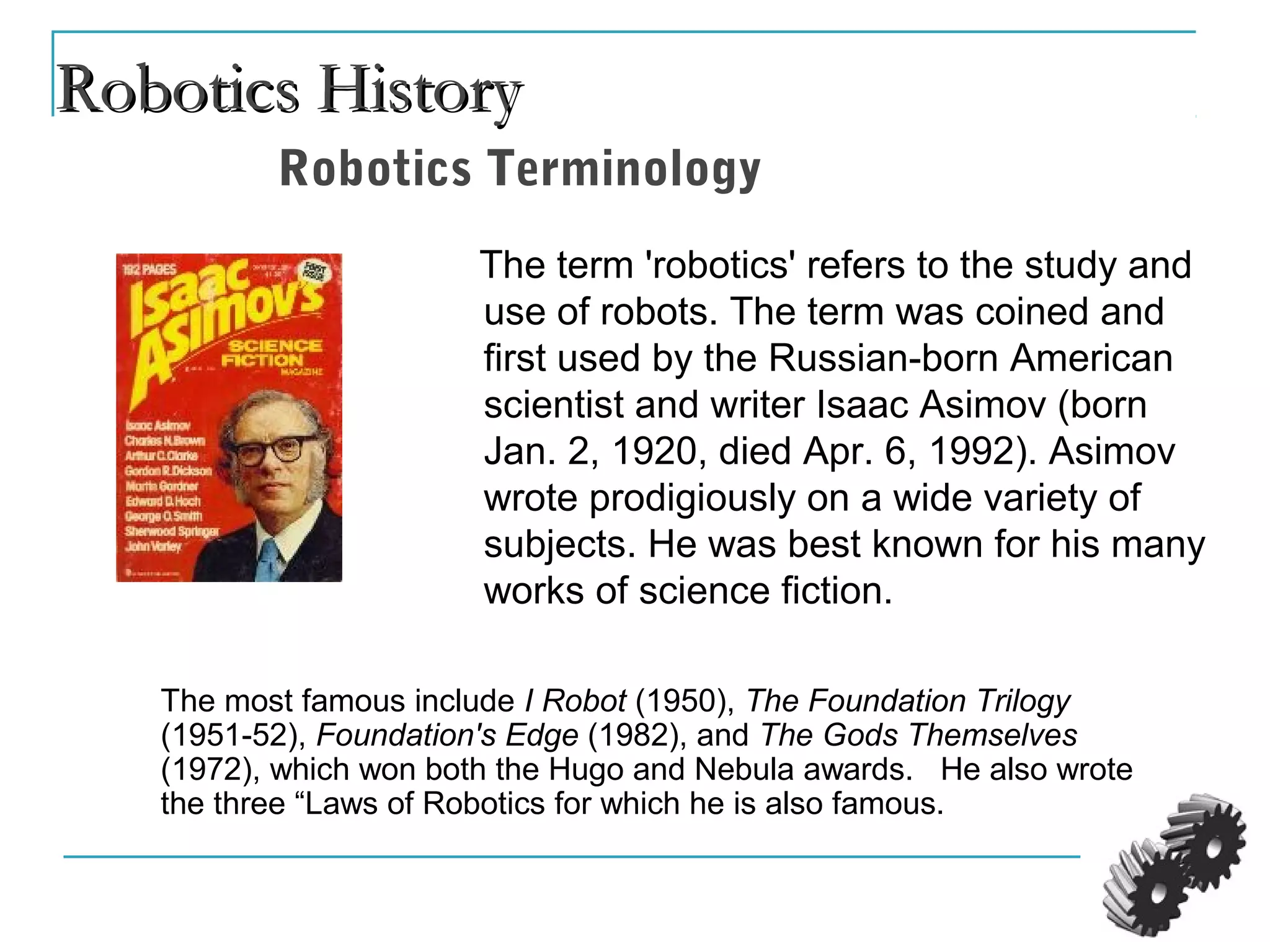 Intro to Robotics 1 | PPT