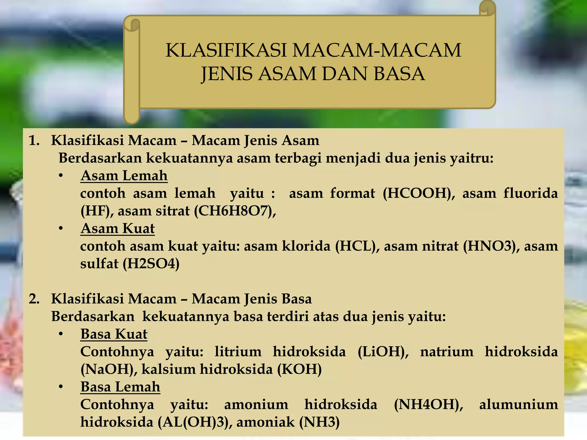 power point Asam dan Basa ( Kimia ) | PPTX