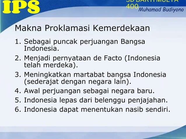 IPS TEMA 6 - kelas 6 SD : Kemerdekaan Indonesia | PPTX