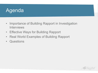 Investigation Interviews: Building Rapport | PPTX