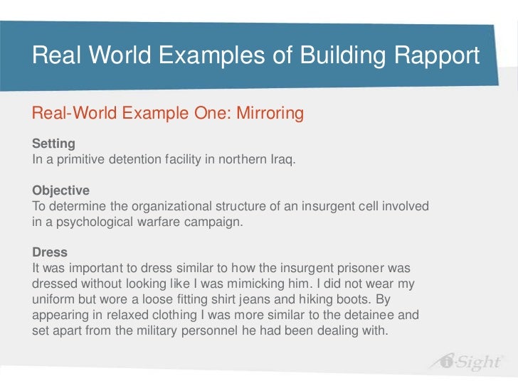 Investigation Interviews: Building Rapport