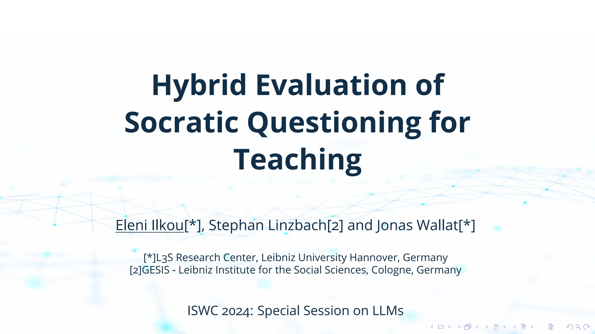 Hybrid Evaluation of Socratic Questioning for Teaching | PPT