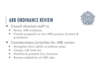 PPT Item # 11 - Update on ARB. | PPT