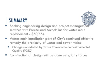 PPT Item # 11 - Water Main Project Freese & Nichols | PDF