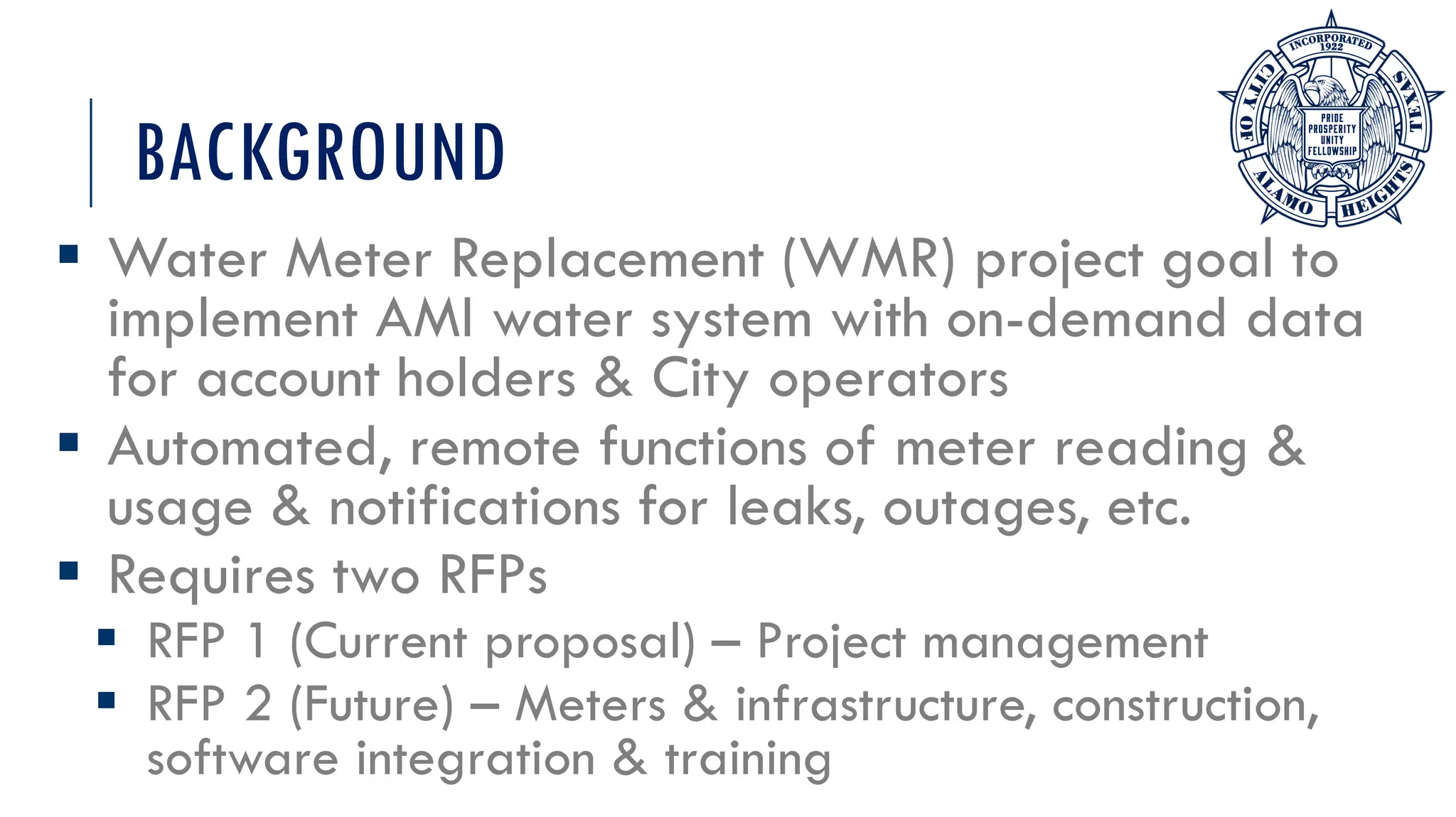 PPT Item # 11 - Water Meter Replacement Project Mgmt | PPT