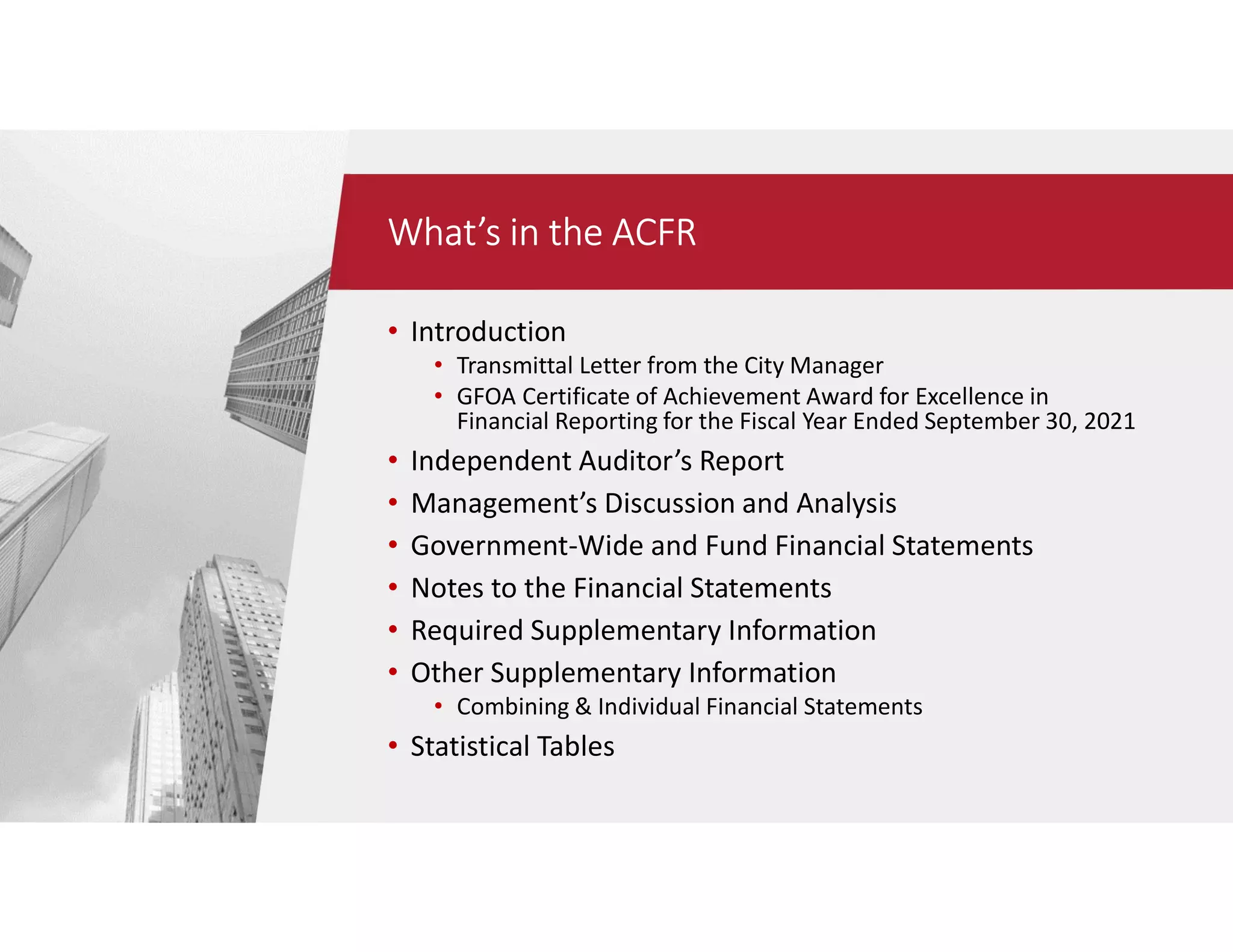 PPT Item # 5 - Annual Comprehensive Financial Report | PDF
