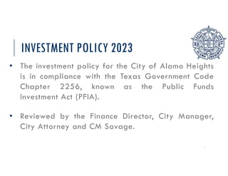 PPT Item # 5 - City Investment Policy | PPT