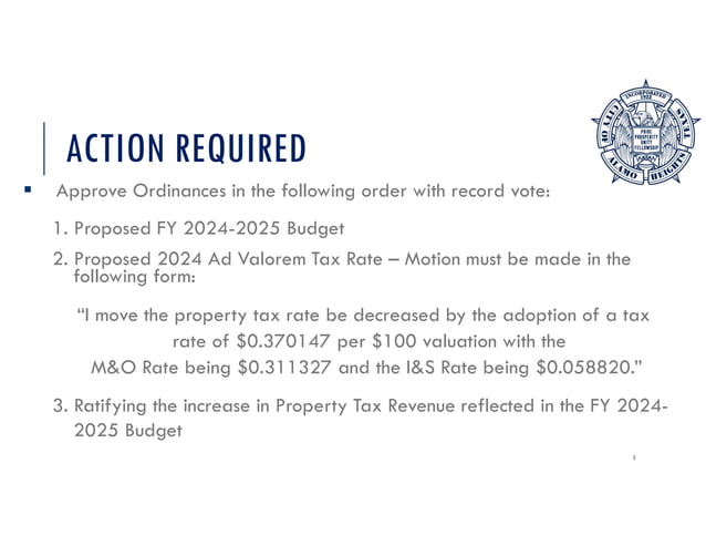 PPT Item # 5 - FY2025 Budget and 2024 Ad Valorem Tax Rate | PPT