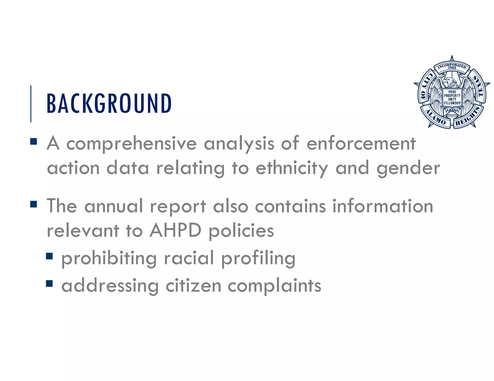 PPT Item # 6 - 2022 Racial Profiling Annual Report | PPT
