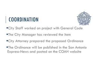 PPT Item # 6 - Adoption New.Revised Code of Ordinances | PPT