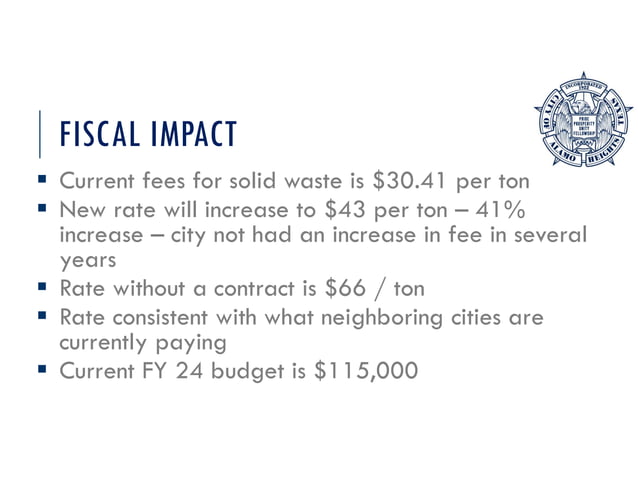PPT Item # 6 - Solid Waste Disposal Fees | PPT