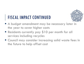 PPT Item # 6 - Solid Waste Disposal Fees | PPT