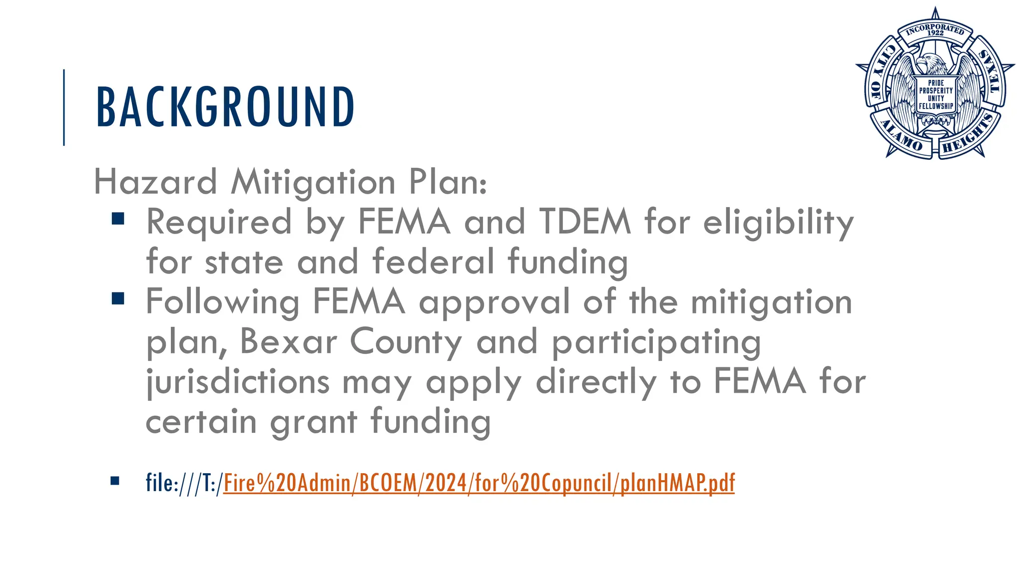 PPT Item # 7 - Bexar County Hazard Mitigation Plan | PDF