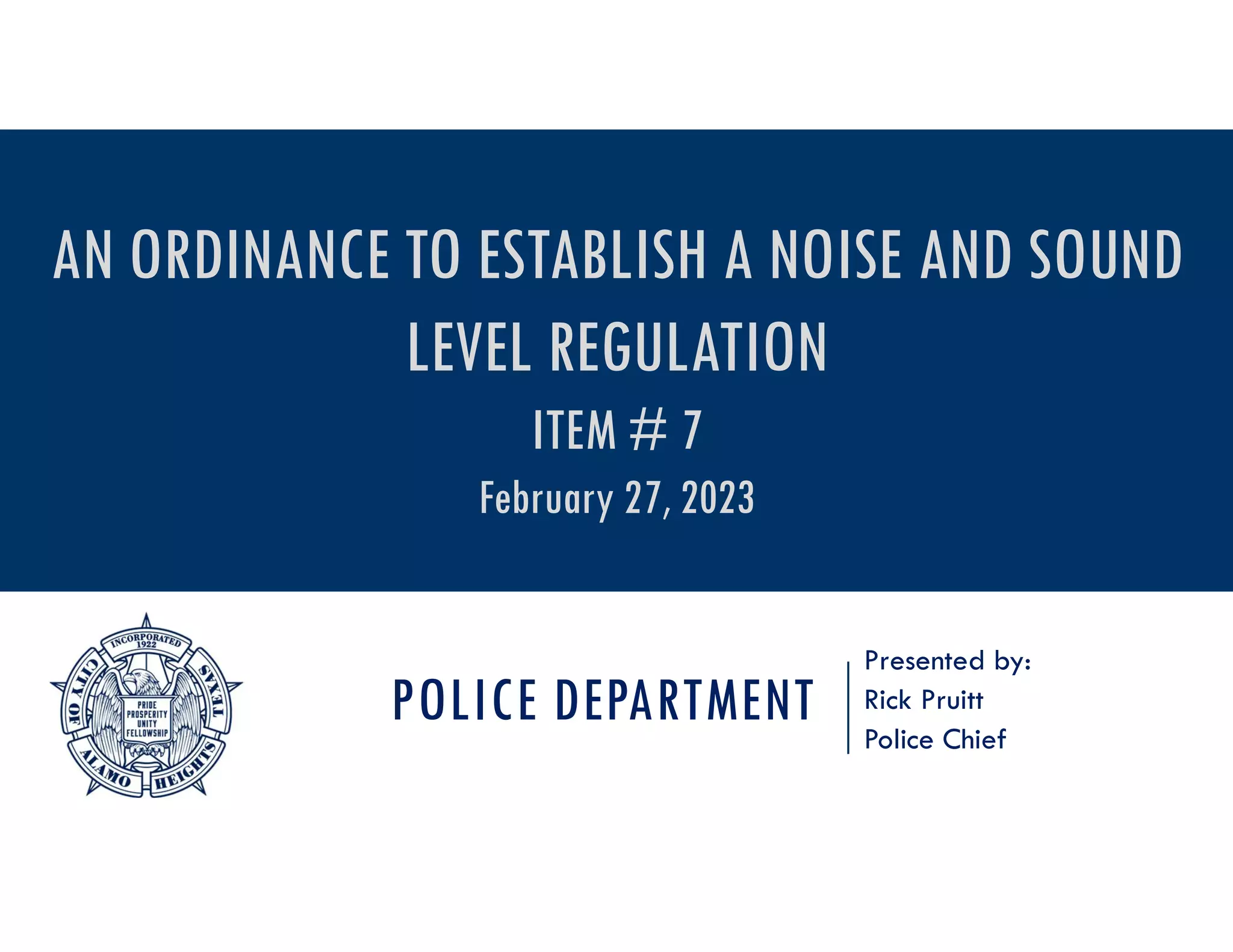 PPT Item # 7 - Noise Ordinance Amendment | PDF
