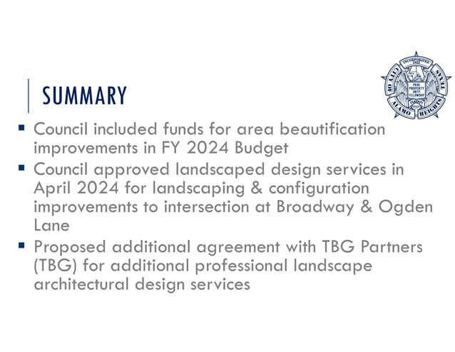 PPT Item # 7 - TBG Beautification Landscape Architectural Design | PPT