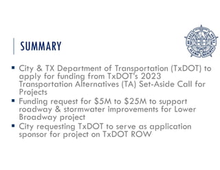 PPT Item # 7 - TxDOT TA Application | PPT