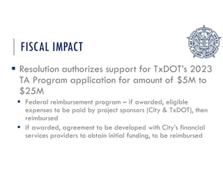 PPT Item # 7 - TxDOT TA Application | PPT