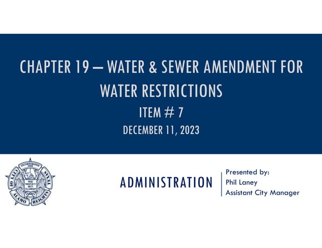 PPT Item # 7 - Water Surcharge Fee Amendment | PPT