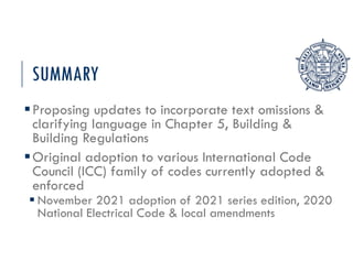PPT Item # 8 - Chpt. 5 Buildings Amendments | PPT